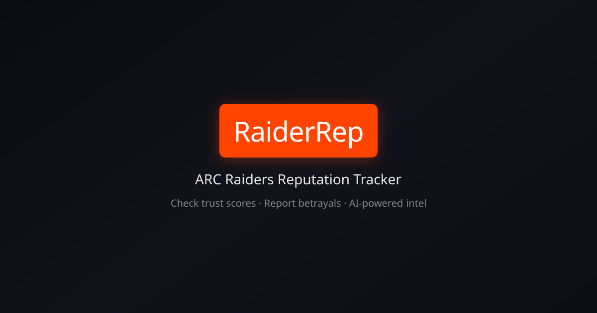 RaiderRep | ARC Raiders Reputation Tracker - Check Player Trust Scores